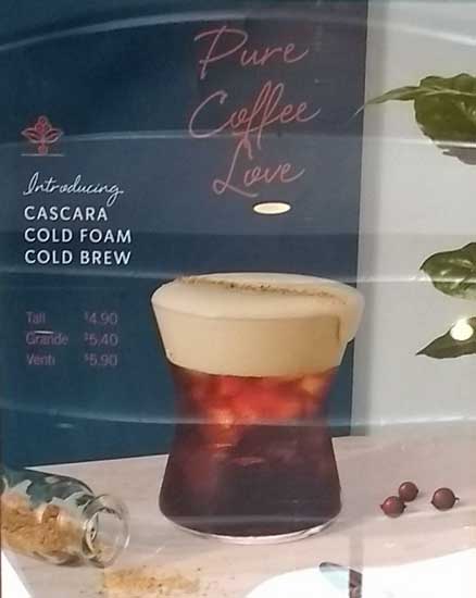 Carta del café Starbucks 295 Swanston St, Melbourne, 295 Swanston St