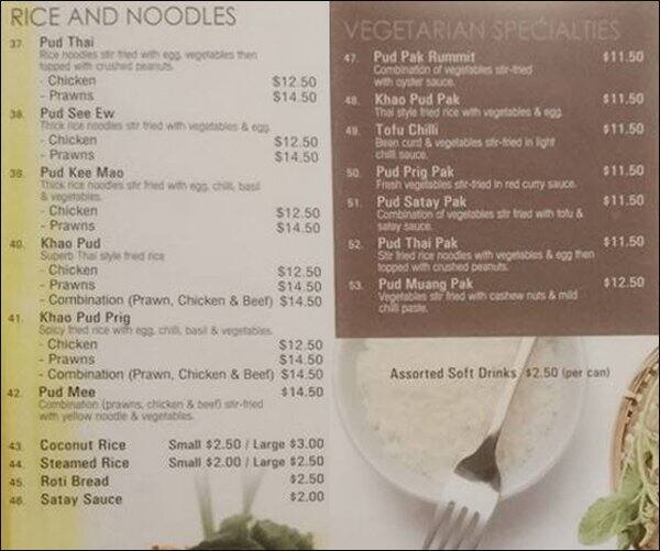 Menu at Thai Tables Restaurant, Bayswater