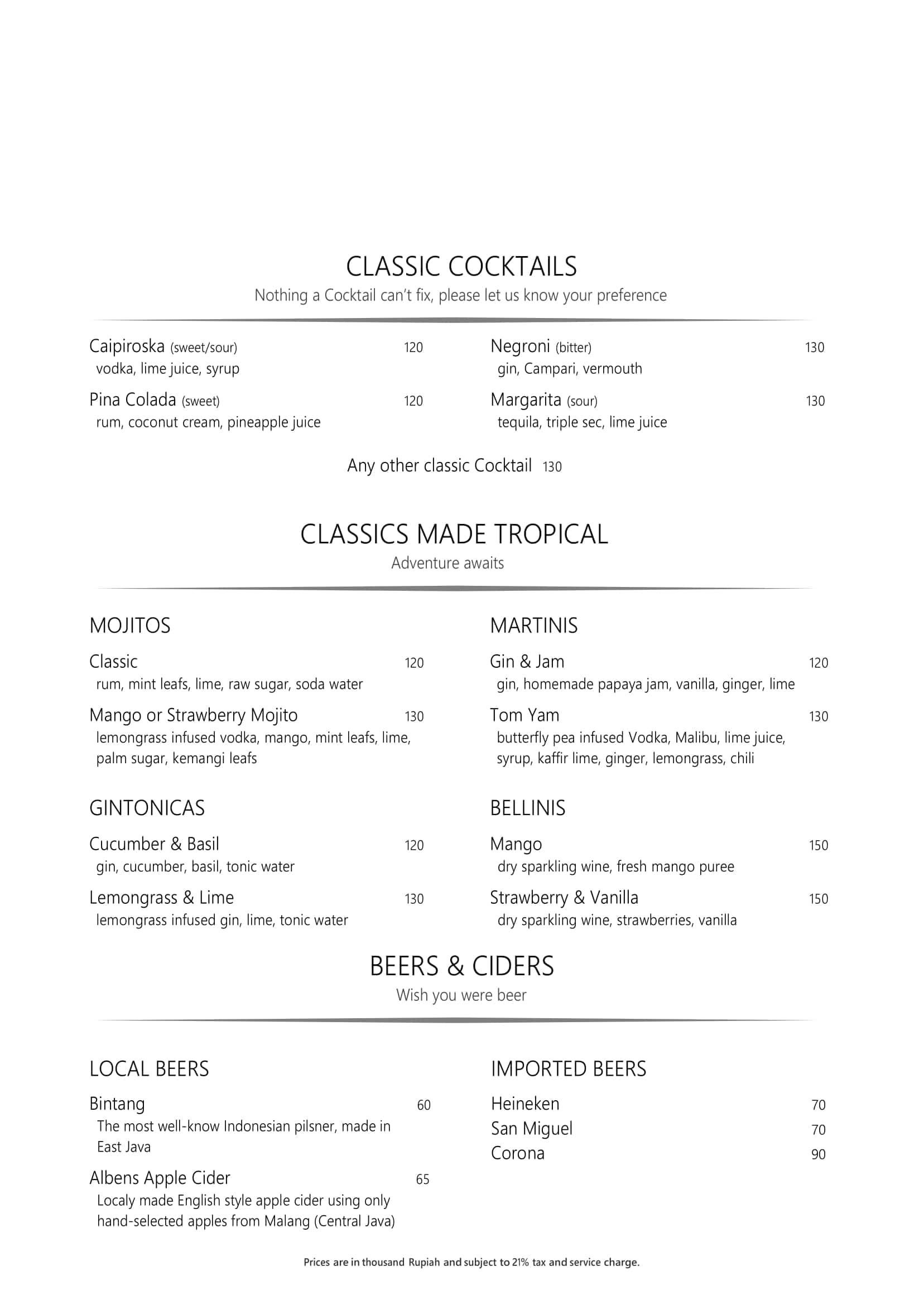 Menu at Plantation Restaurant, Mengwi