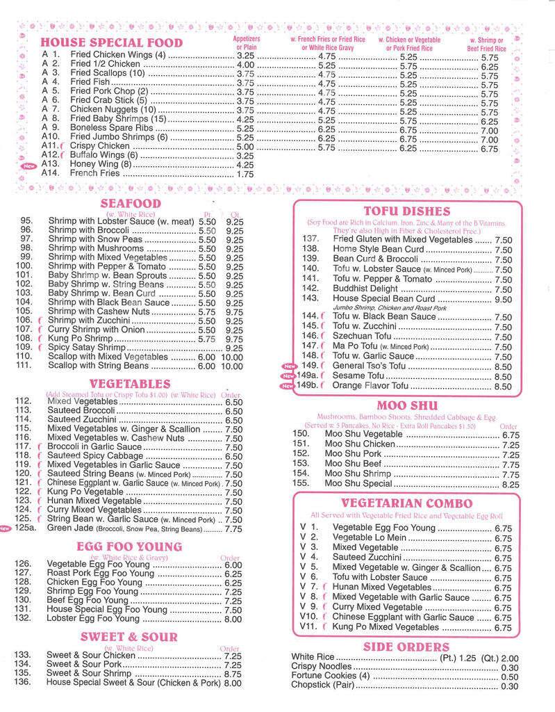 Menu at Kin's Wok In Ghent restaurant, Norfolk, 222 W 21st St H