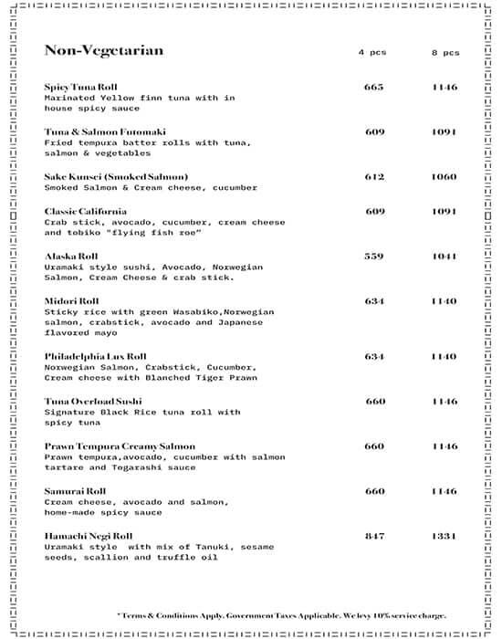 Menu of Yazu - Pan Asian Supper Club, Andheri Lokhandwala, Andheri West ...