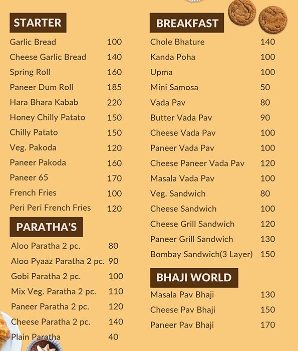 Menu of The Food Street, C Scheme, Jaipur
