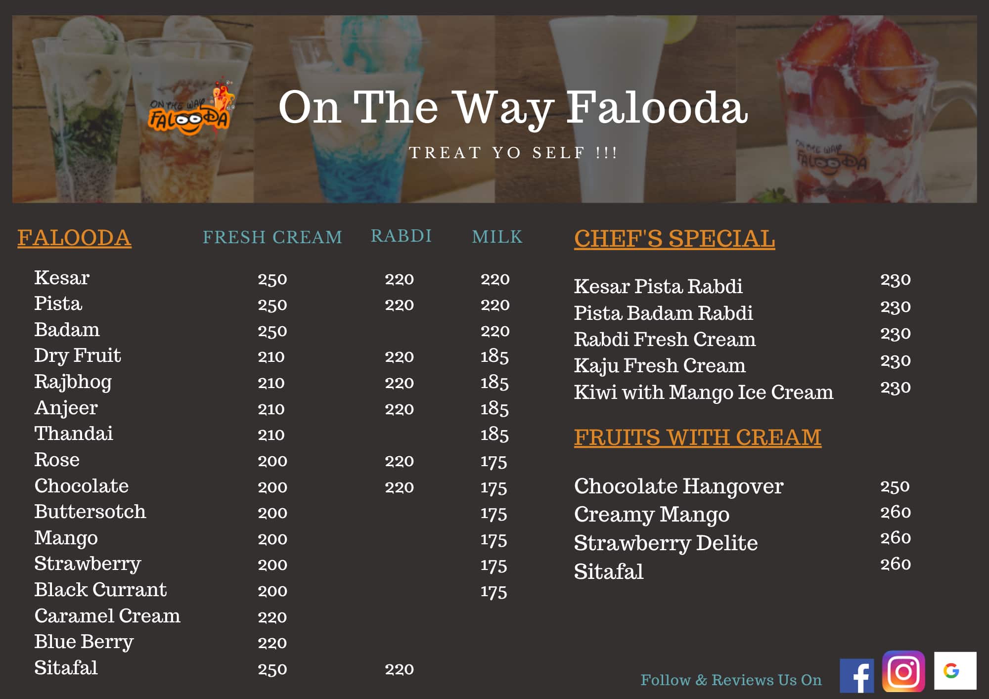 Menu of On The Way Falooda, Borivali West, Mumbai