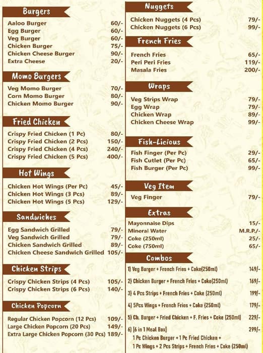 Menu of Fry Wok, Kestopur, Kolkata