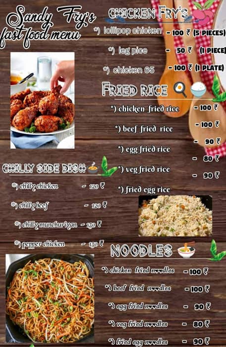 Menu of Sandy Fry's, Avadi, Chennai