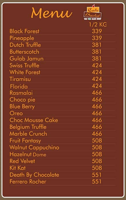 Cake Basket Menu, Menu for Cake Basket, Vile Parle East, Mumbai - Zomato