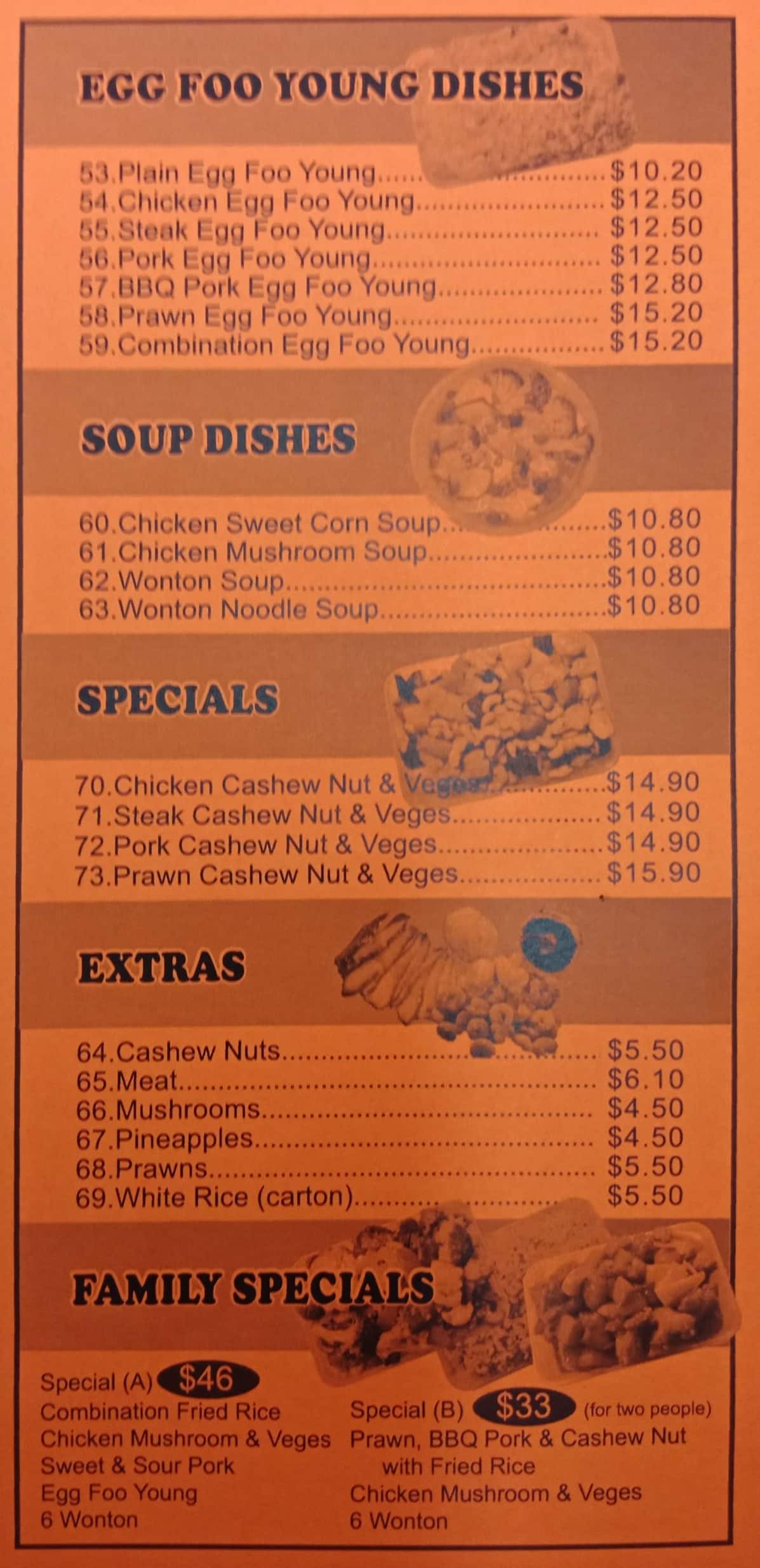 Menu at Mobil Corner Takeaway restaurant, Auckland