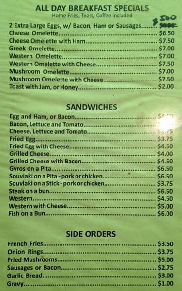 Menu at Black Knight Restaurant and Tavern, Toronto