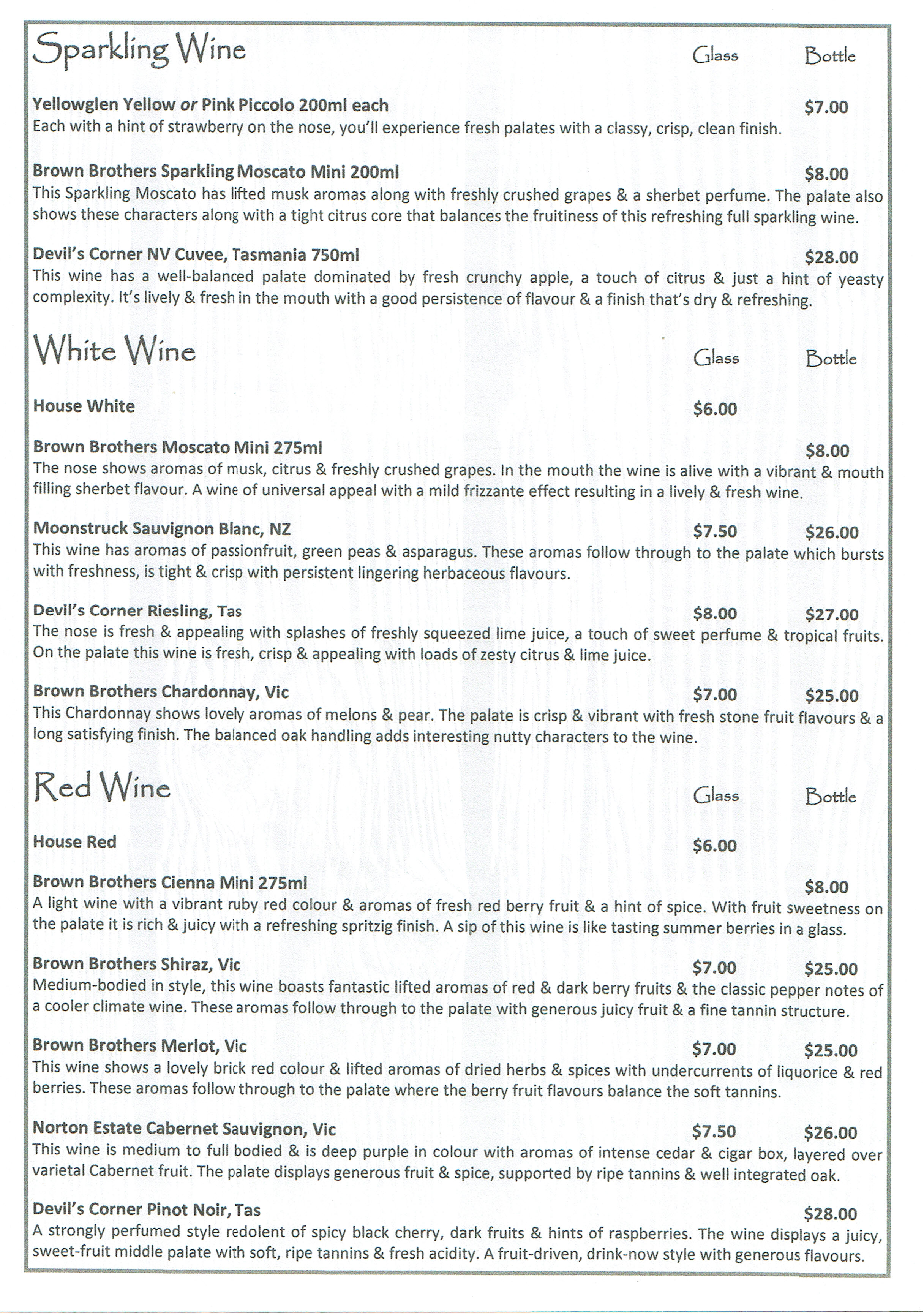 Menu at Dooen Hotel - Bottlemart Express restaurant, Dooen