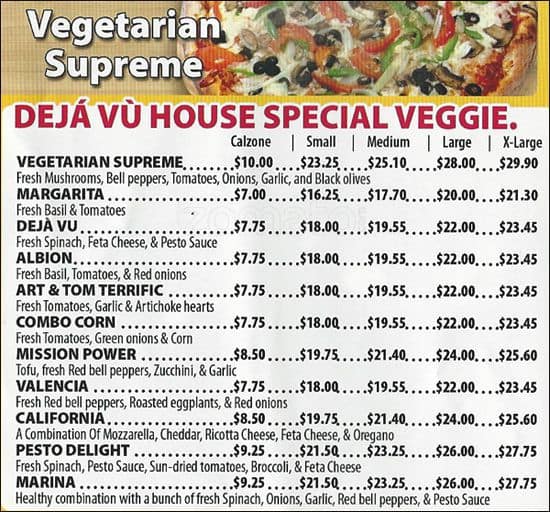 Deja Vu Menu, Menu for Deja Vu, Mission District, San Francisco ...