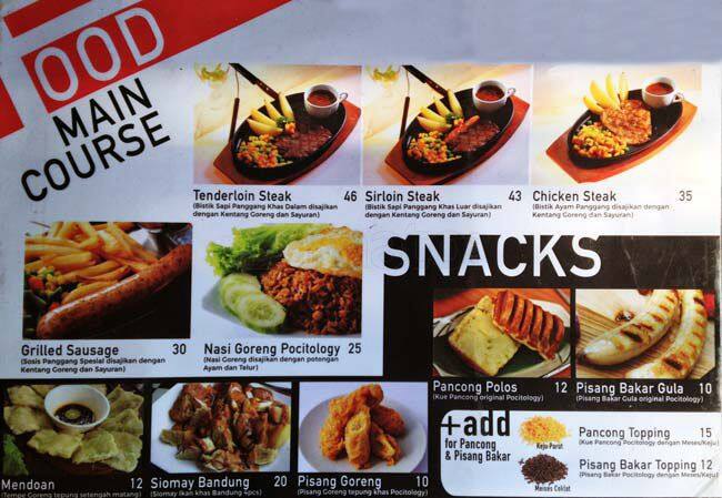 Menu at Pocitology, Jakarta