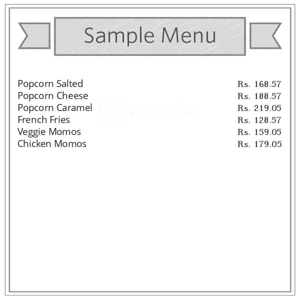 Menu of PVR Café, Panjagutta, Hyderabad
