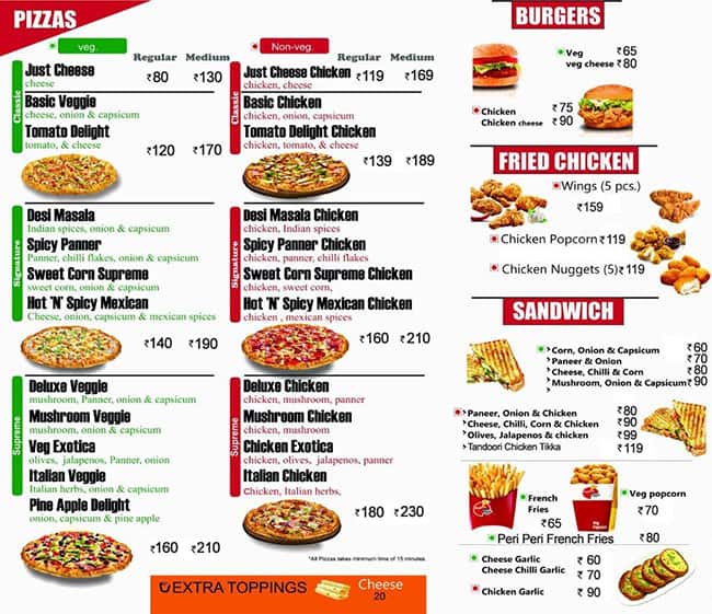 Menu of Pizza Wala, Kukatpally, Hyderabad