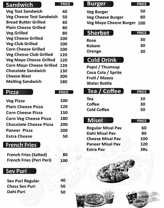 Menu of The 91 Cafe, Bandra Kurla Complex, Mumbai