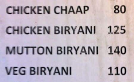 Menu at Bade Miyan, Guwahati, Hotel Silk Route