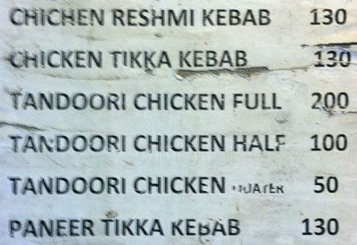 Menu at Bade Miyan, Guwahati, Hotel Silk Route