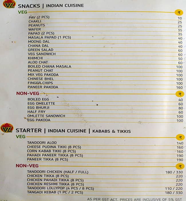 Menu at Vijayalaxmi Restro Bar, Mumbai, 4WVM+559