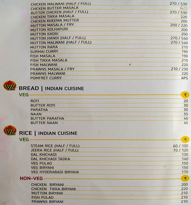 Menu at Vijayalaxmi Restro Bar, Mumbai, 4WVM+559