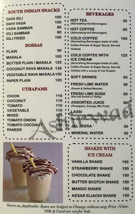 Ashirwad Restaurant Menu, Menu for Ashirwad Restaurant, Sector 16 ...
