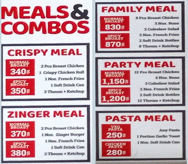 Menu at BroastKhan, Bengaluru