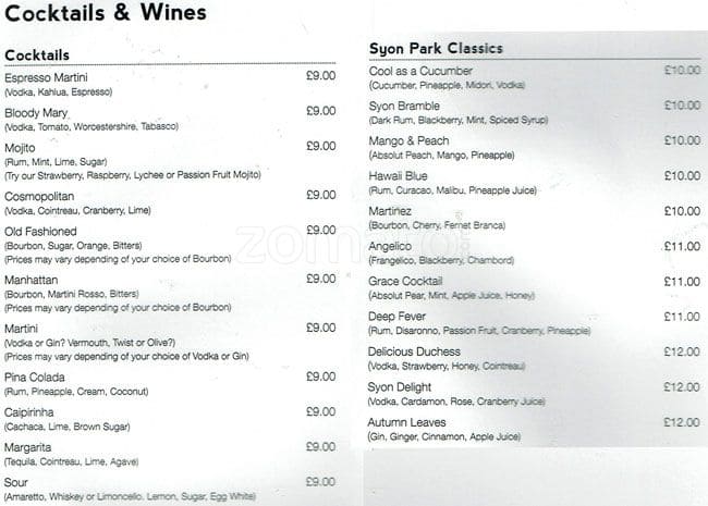 Menu at Marco Pierre White Steakhouse, London, Park Road