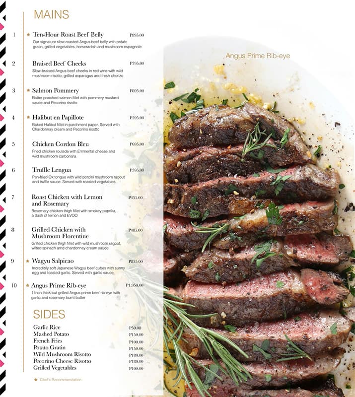 Menu at Bizu desserts, Makati, Powerplant Mall