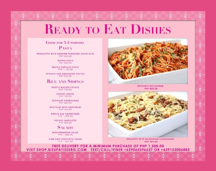 Menu at Bizu desserts, Makati, Powerplant Mall