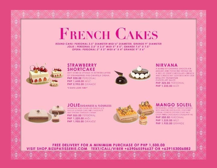 Menu at Bizu desserts, Makati, Powerplant Mall