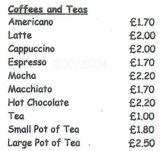 Menu at The Deli Kitchen cafe, Glasgow