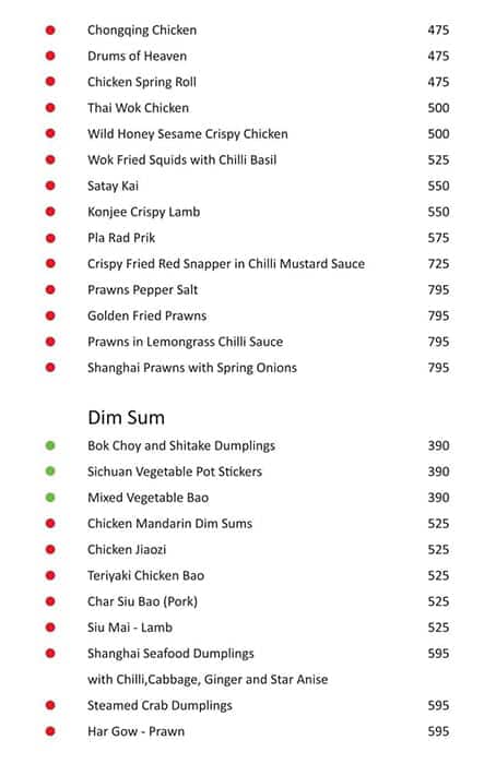 Menu at Tamari - Vivanta Goa, Dona Paula