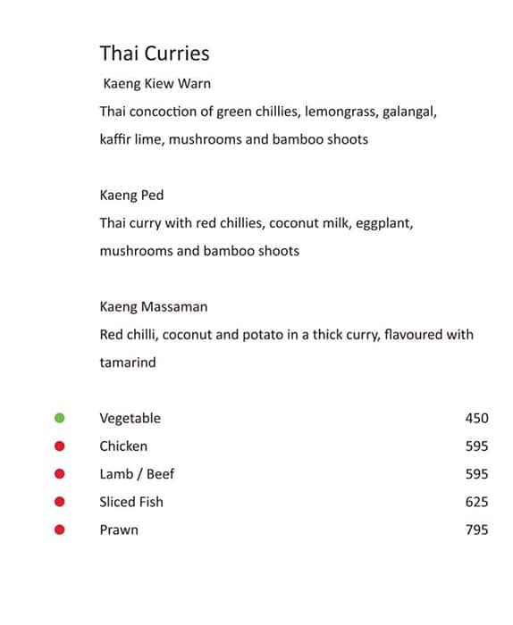 Menu at Tamari - Vivanta Goa, Dona Paula