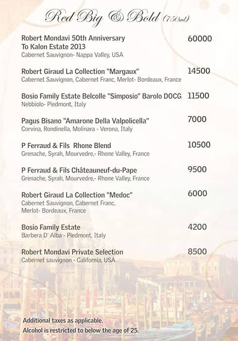 Menu at Bella Cucina, Gurugram