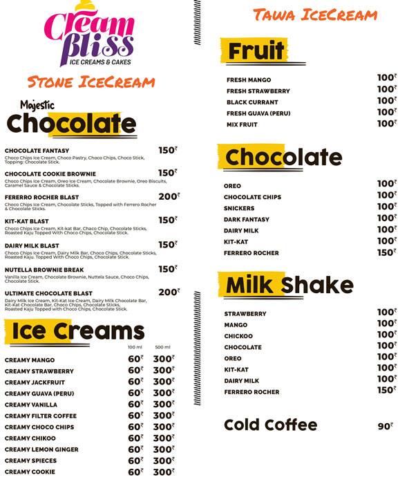 Menu of Cream Bliss, CBD-Belapur, Navi Mumbai