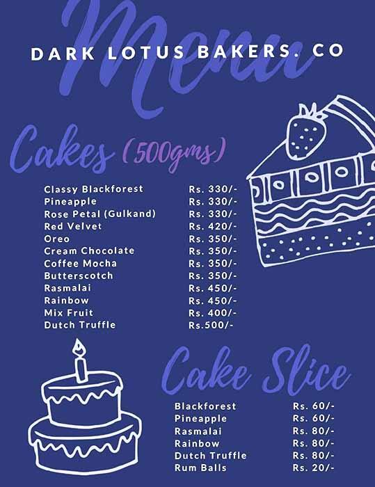 Menu of Dark Lotus Bakers.Co, Sinhgad Road, Pune