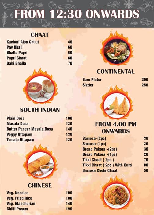 Menu at Hridayam at Parmarth, Rishikesh