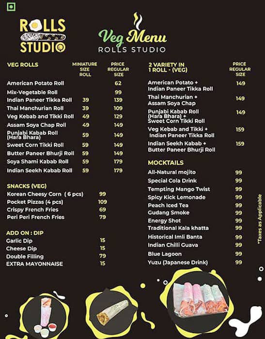 Menu of Rolls Studio, Amrapali Leisure Valley, Greater Noida