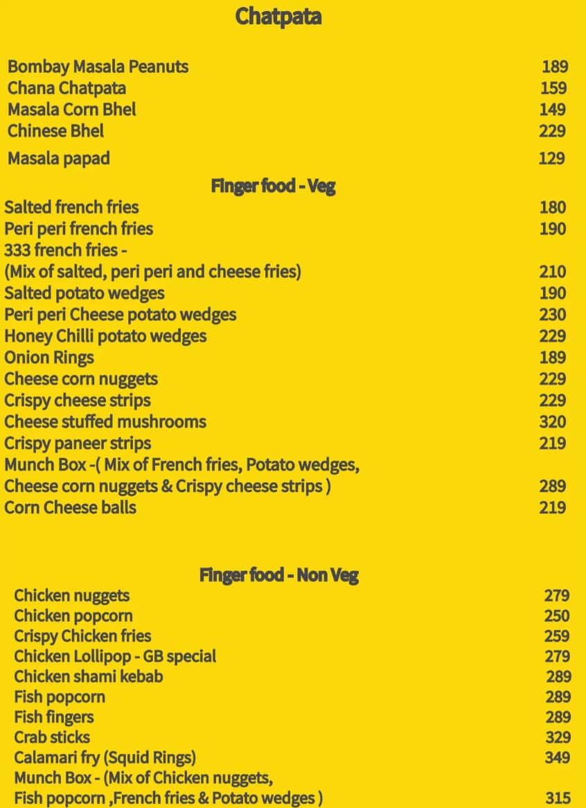 Menu of GOSIP, Viman Nagar, Pune
