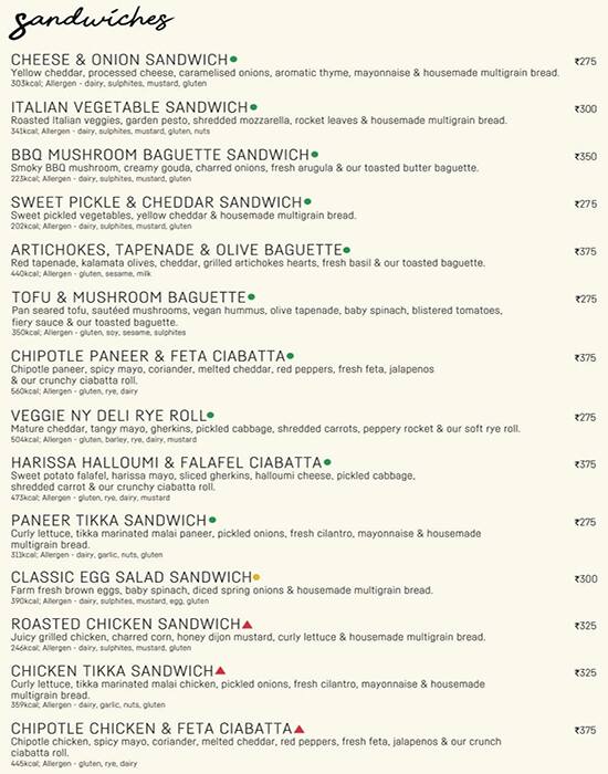 Menu of Coco Cafe, Bandra Kurla Complex, Mumbai