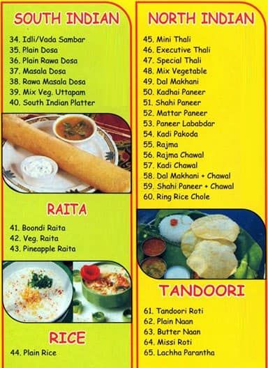 Menu at Ganpati Sweets, Delhi