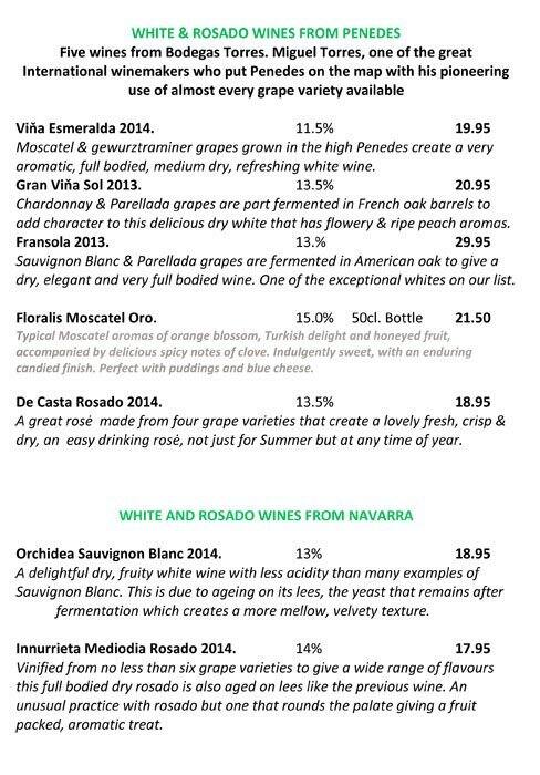 Menu at Meson Don Felipe pub & bar, London