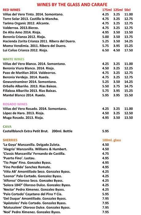 Menu at Meson Don Felipe pub & bar, London