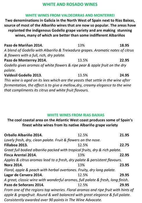 Menu at Meson Don Felipe pub & bar, London