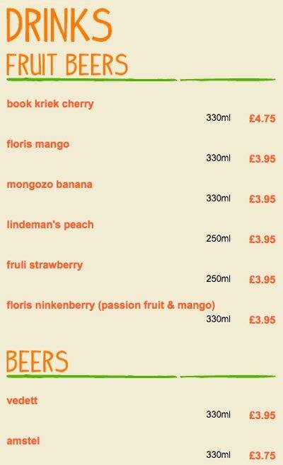 Menu at My Old Dutch desserts, London, 221 Kings Road