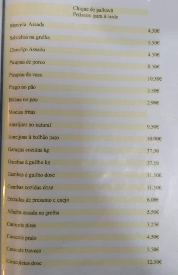 Menu em Chique Da Palhavã restaurante, Lisboa