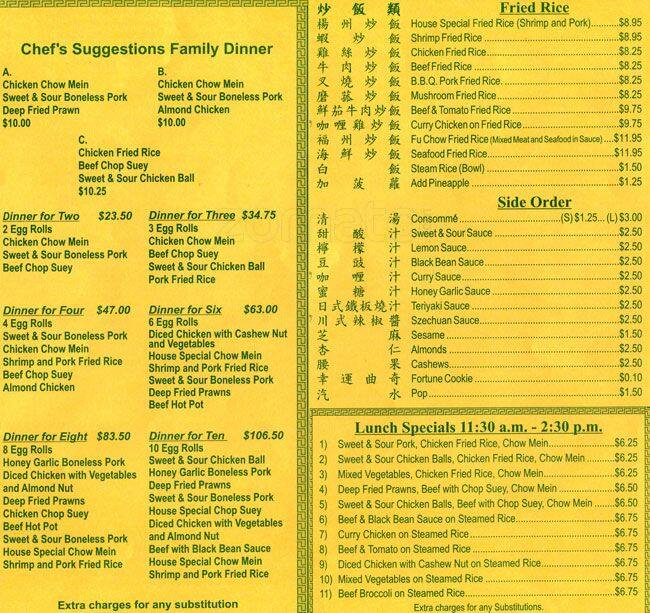 Menu au Langley Dragon Restaurant, Langley