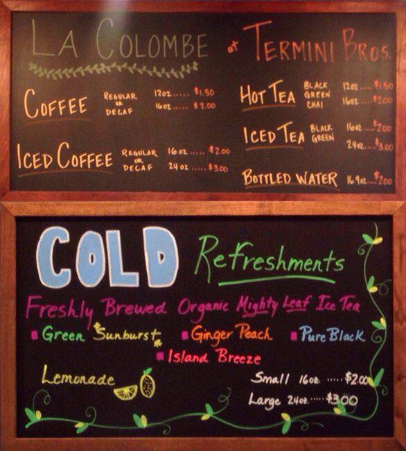 Menu at Termini Bros Bakery, Philadelphia, 12 St