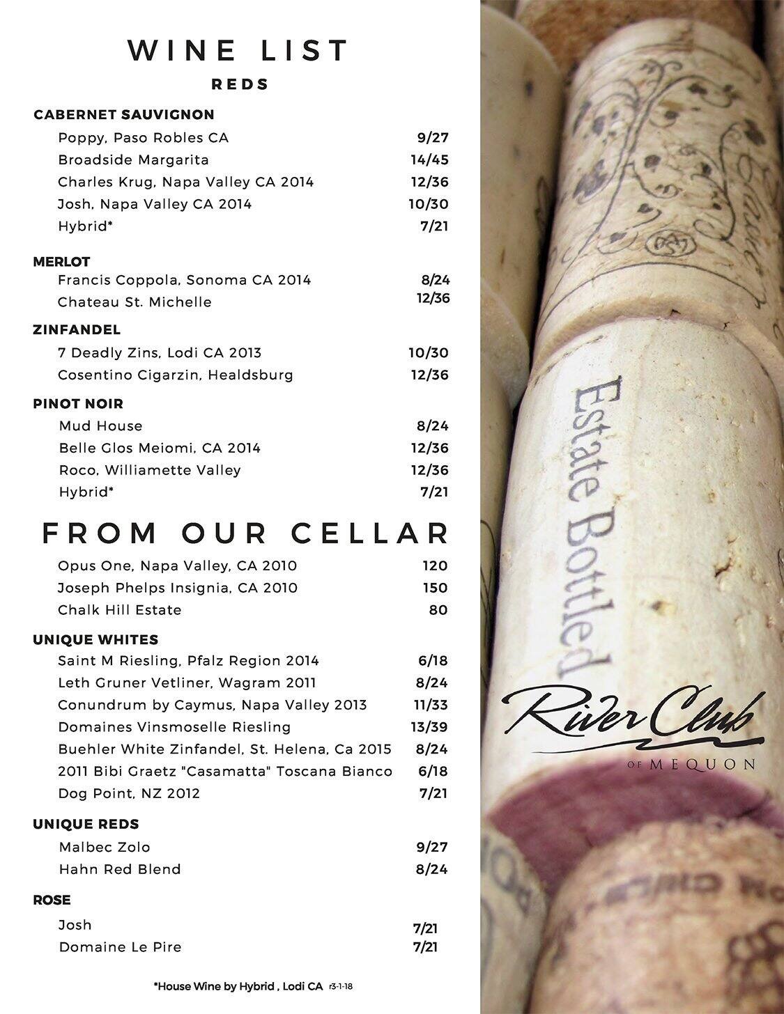 Menu at nines AMERICAN BISTRO pub & bar, Mequon