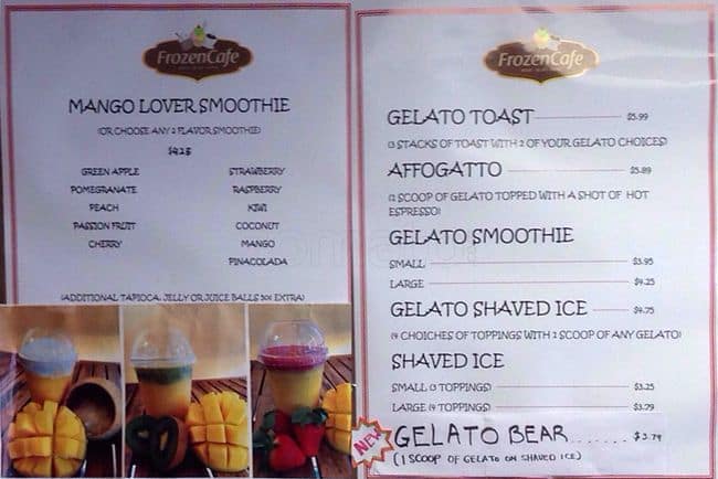 Frozen Cafe Menu, Menu for Frozen Cafe, Sharpstown, Houston ...