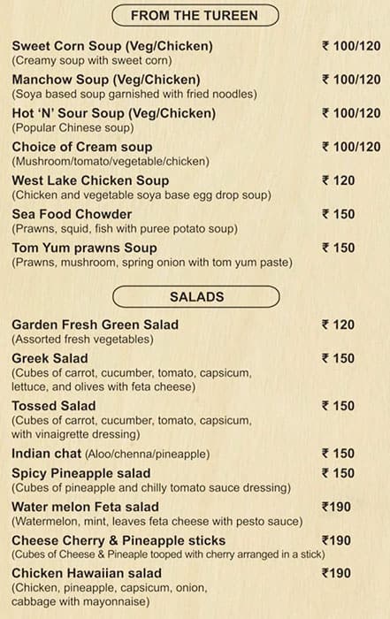 Menu of Waves Restaurant, Vypin, Kochi