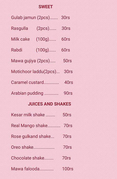 Menu of Nagori Dairy, Goregaon West, Mumbai